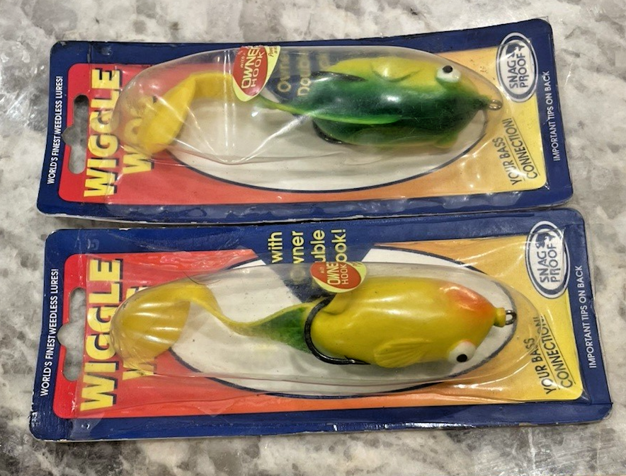 Vintage Snag Proof Wiggle Wog Firetiger Topwater Frog Fishing Lure Lot ...