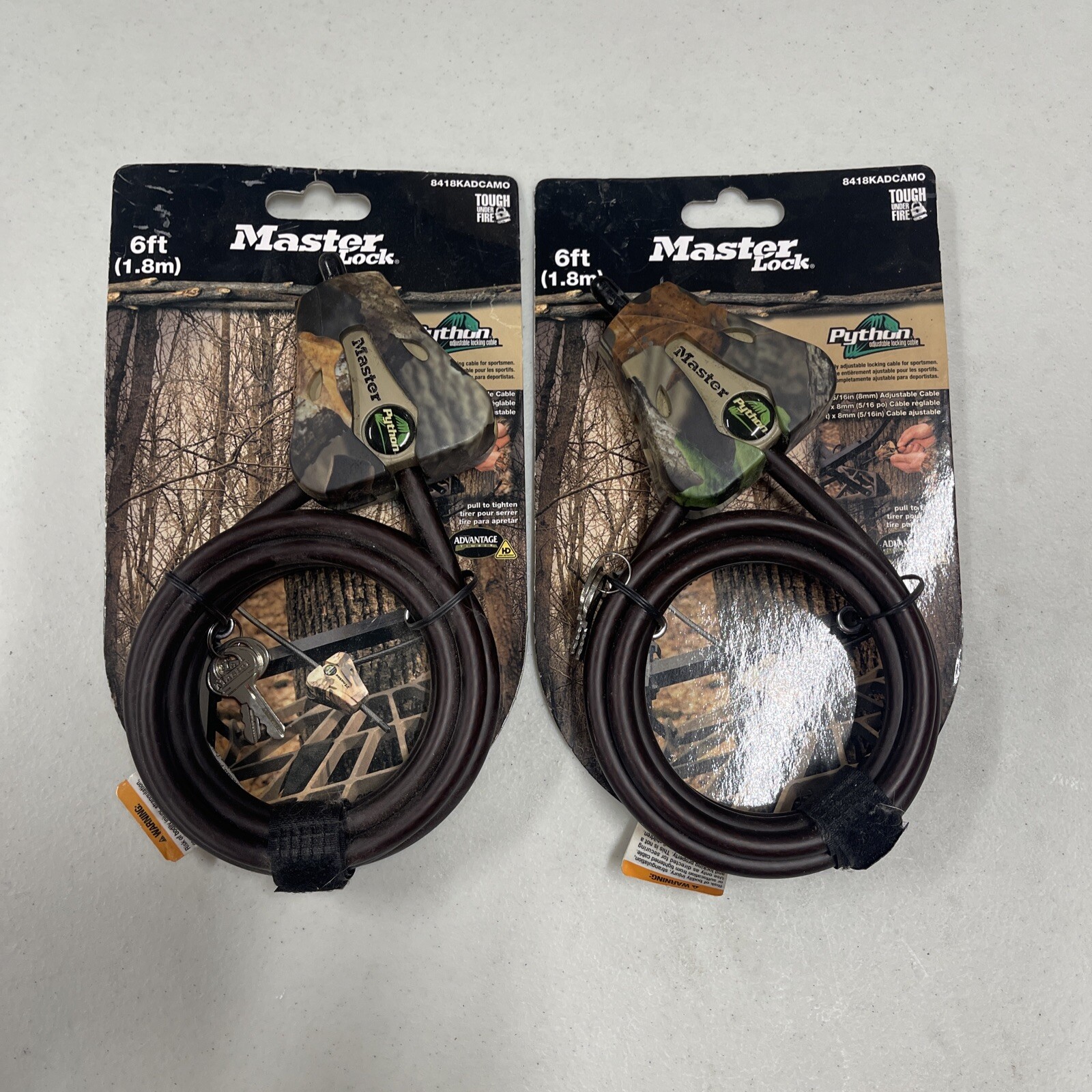Master Lock Python 2 Pack Adjustable Locking Cable 6FT 5/16in Camo ...