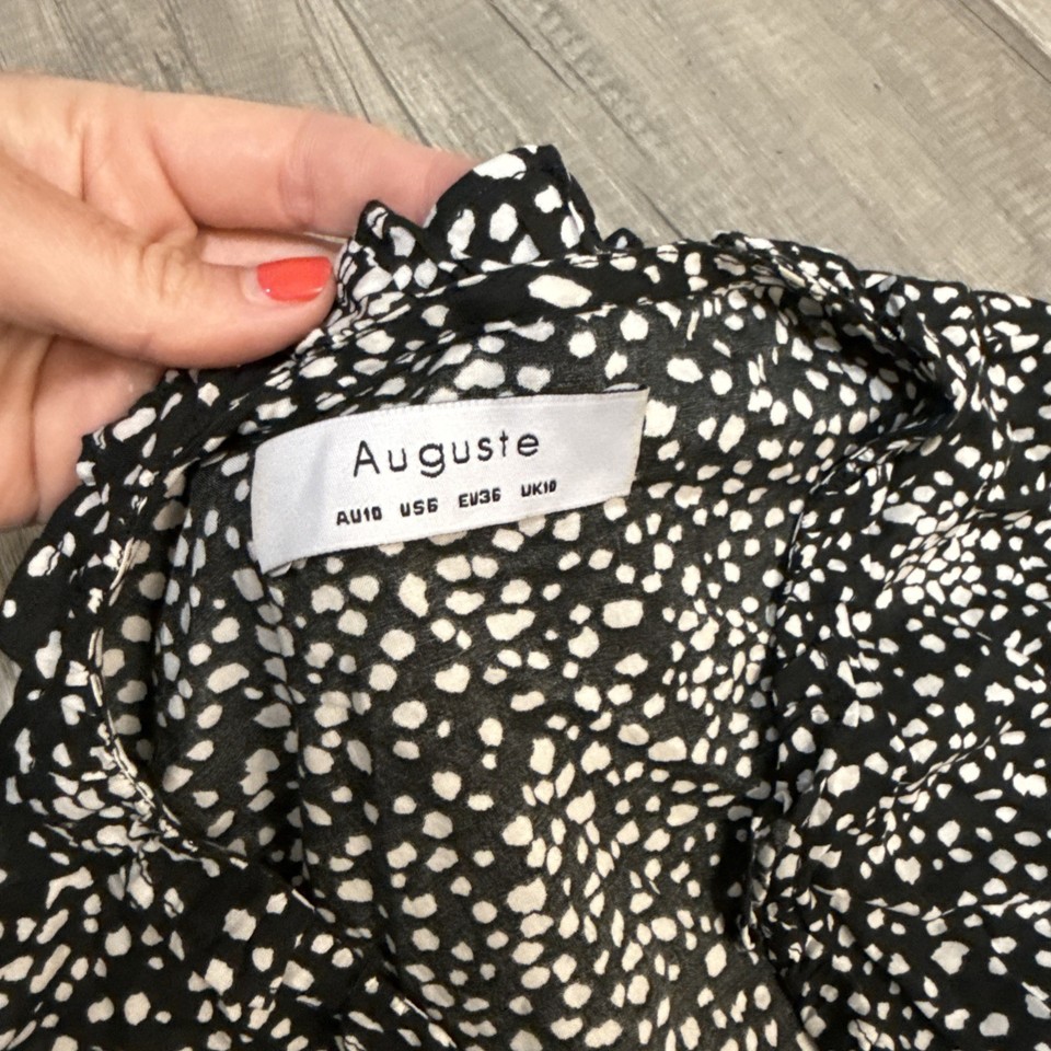 Auguste The Label Women’s Black & White Print Wrap Maxi Dress Size 6 | eBay