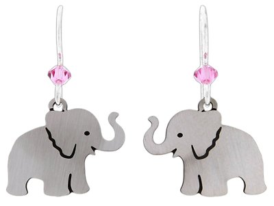 ELEPHANT Hypo-Allergenic Earrings, Sterling Silver Plated, by Sienna ...