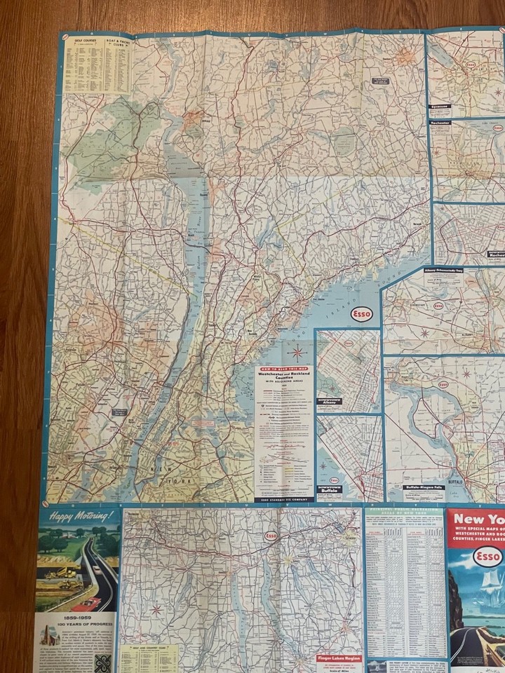 Esso pair of Road Maps Foldout Maps New York one is from 1959 | eBay
