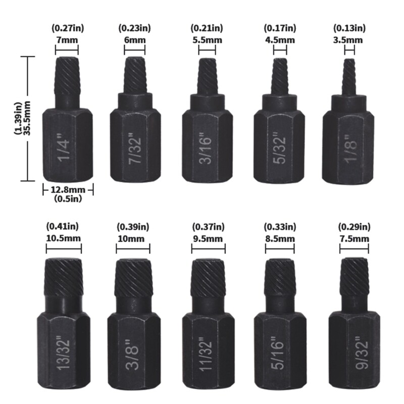 10Piece Damaged Screw Extractor Set Extension Bit Holder Socket Adapter ...