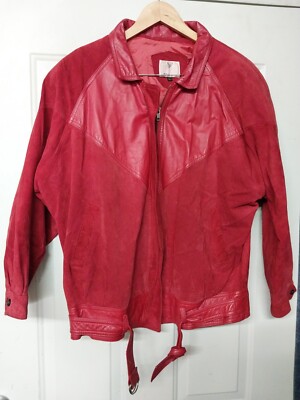 Vintage 80's AS Adler Sovereign Leather/Suede Red Long Sleeve Jacket ...
