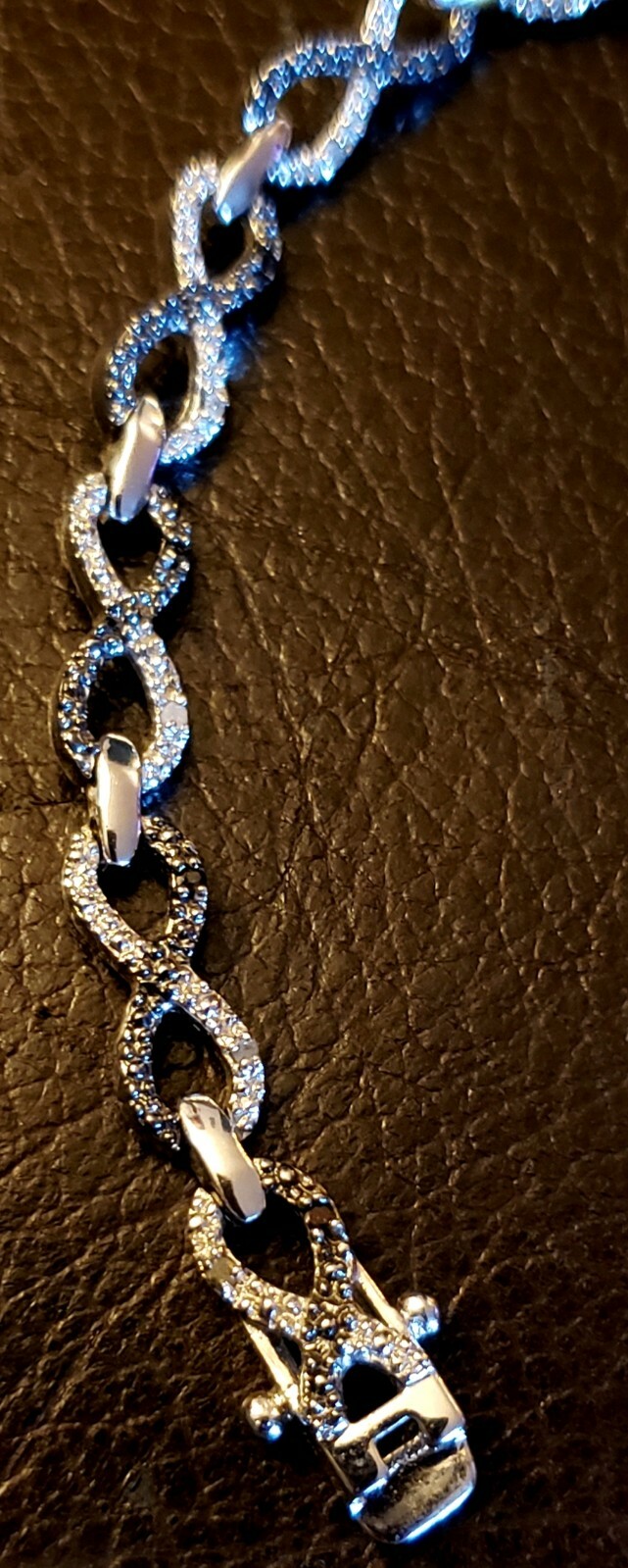 MARSALA Infinity Genuine Black & White Diamond MC 925 Sterling Silver ...