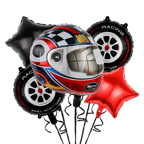 5/8pcs Motor Racing Foil Balloon Car Motorbike Helmet Air Fill Party ...
