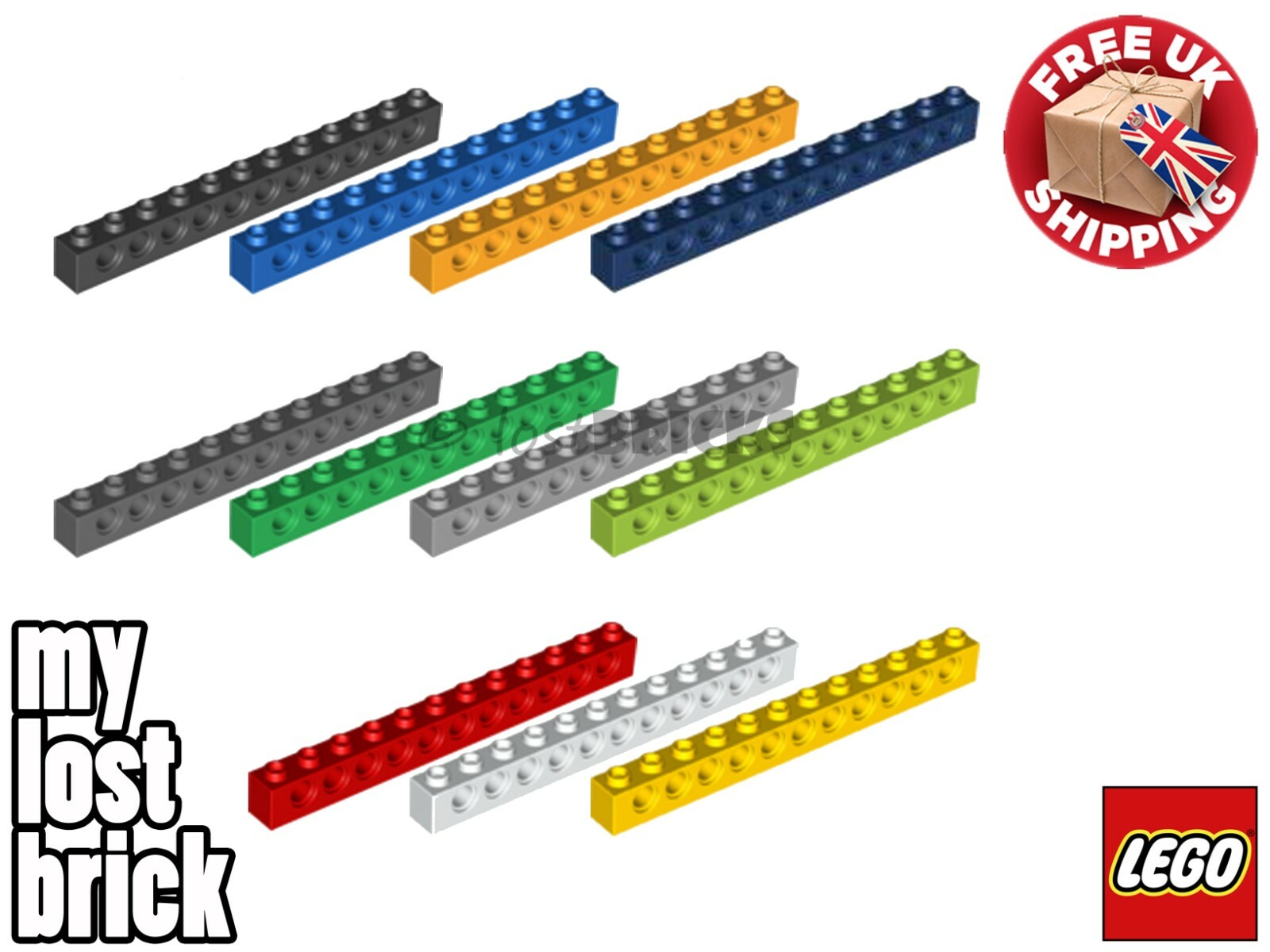 LEGO - Part 3895 - Technic Bricks 1x12 with Holes (Single) + NEW ...
