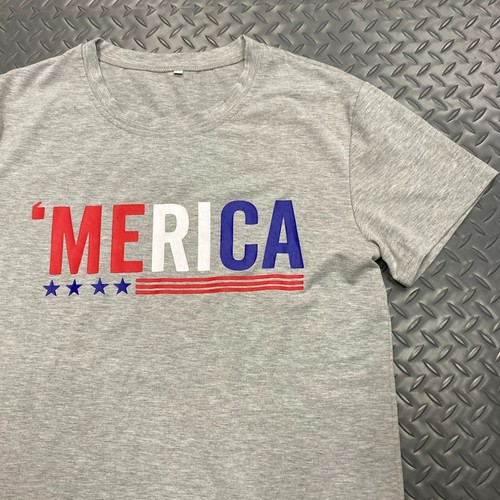 'MERICA T-SHIRT heather gray red white blue usa america stars & stripes ...
