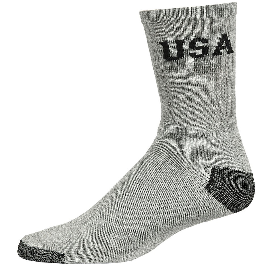 Mens Crew Socks Gray Ribbed Cotton Work Sport Casual Socks Size 9-11 10-13 Pack | eBay