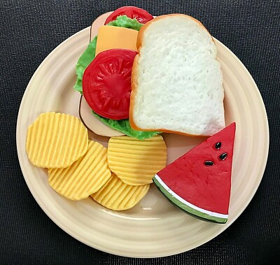 REALISTIC FAKE PRETEND PLAY FUN FOOD KITCHEN DELI TURKEY SANDWICH CHIPS ...
