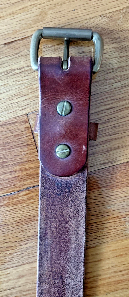 Flint and Tinder Leather Belt Brown USA Made Measured 34 Waist Brass ...