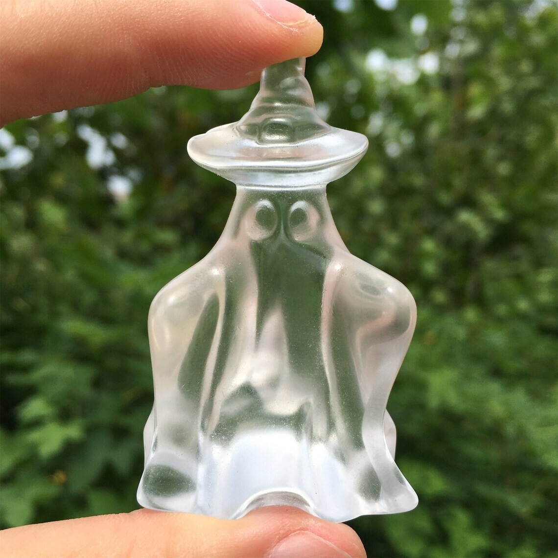 1pc Transparent Melted Ghost Hat Gypsum Quartz Crystal Ghost Sculpture ...