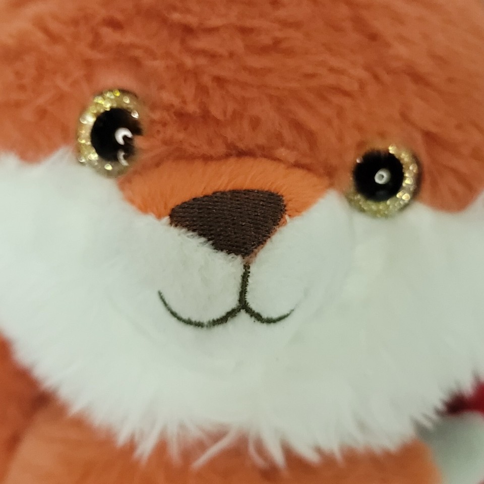 Valentine Brown Fox Red Heart Ur Too Foxy Glitter Gold Plush Stuffed Animal 9" | eBay