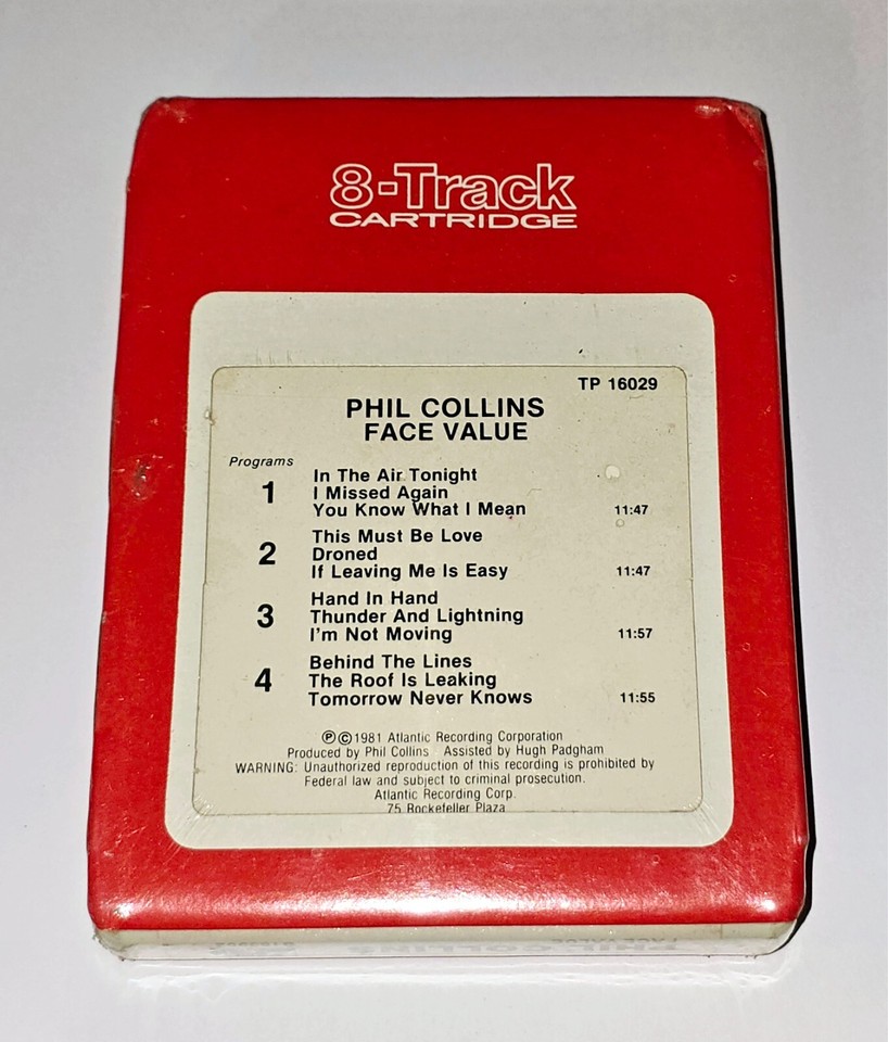 PHIL COLLINS SEALED 8-TRACK 1981 FACE VALUE TAPE CARTRIDGE CLUB GENESIS ...