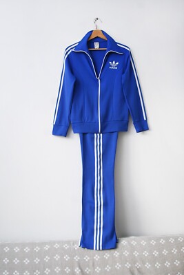Vintage 1970s Adidas Tracksuit Full Set Blue Jacket + Pants RARE XXS ...