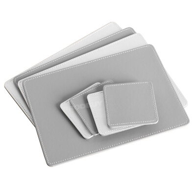 Set of 4 Placemats and Coasters Metallic Grey Silver Dining Table ...