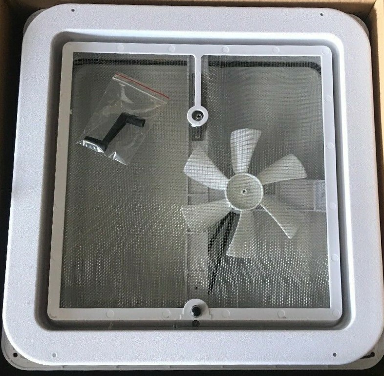 12V Fan Caravan RV Roof Vent Manual Shower Hatch 355mm x 355mm 14inch ...