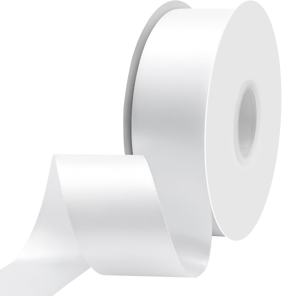 White Satin Ribbon 1-1/2 Inch X 50 Yards Double Face White Satin Ribbon ...