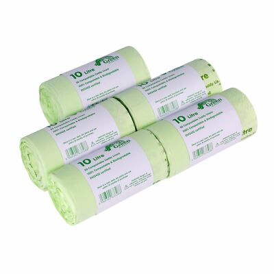 250x 10 Litre Compostable Caddy Liners for Food Waste/Caddy Bags - 10L ...