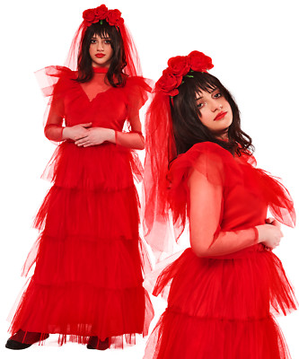 Beetlejuice Lydia Wedding Dress Adults Official Fancy Dress Costume ...