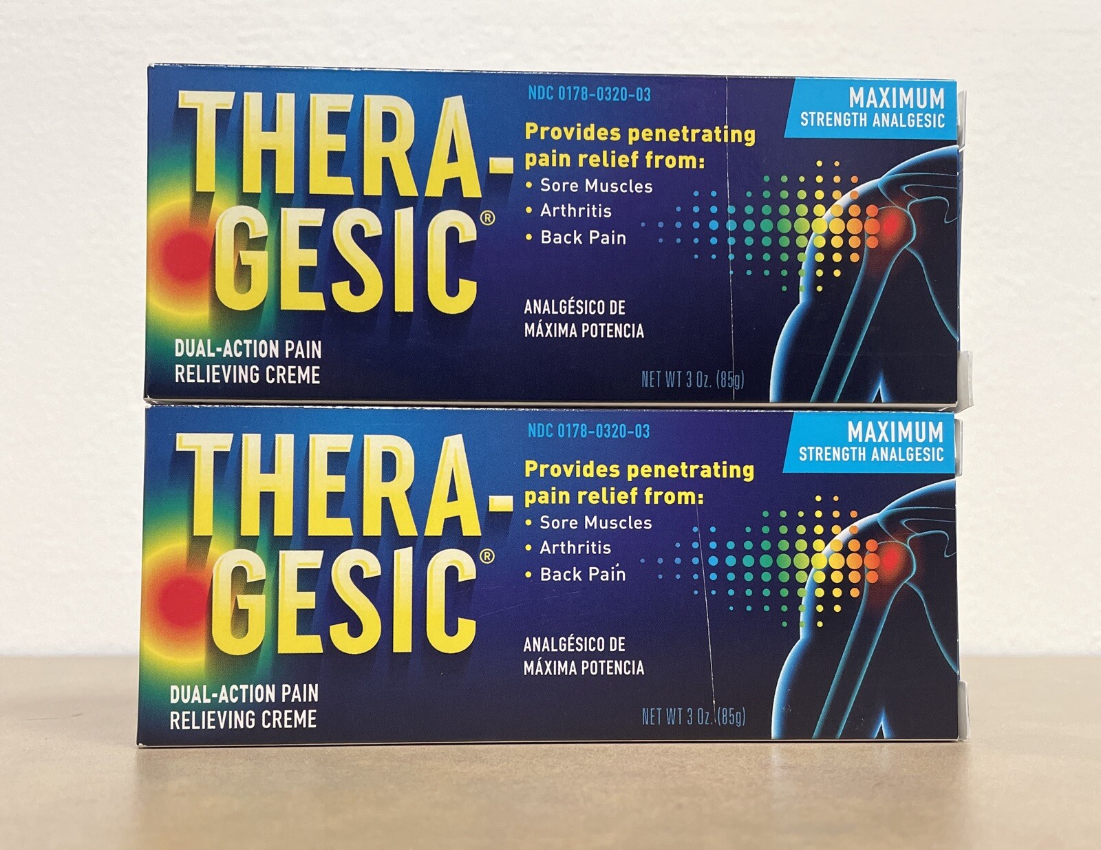 2 Pack - Thera-Gesic Max Strength Dual-Action Pain Relieving Creme 3 Oz ...