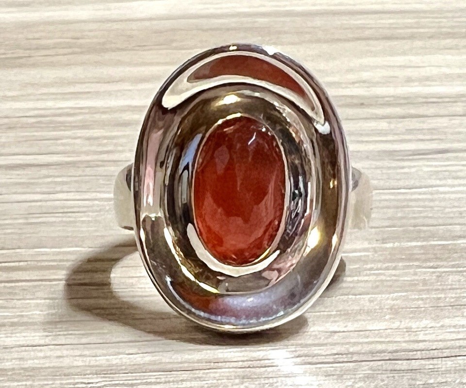 Designer Signed RLM Studio Sterling Silver Orange Carnelian Puddle Ring ...