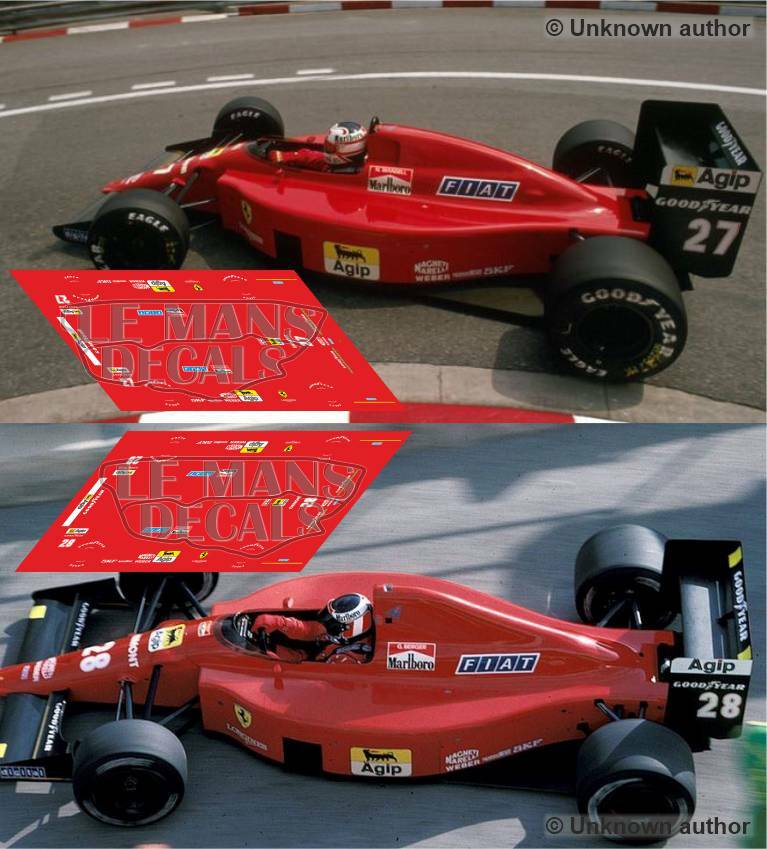 Decals Ferrari F640 GP Monaco 1989 1:32 1:43 1:24 1:18 640 slot calcas ...
