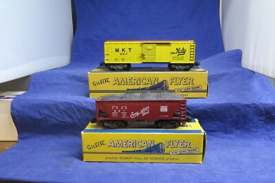 American Flyer S Gauge 937 MKT Box Car & 921 Burlington Route Hopper ...