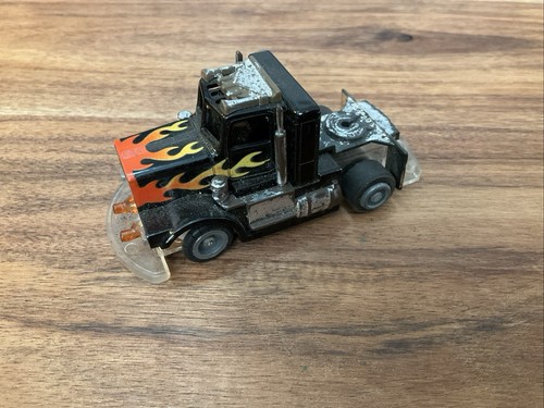HO scale black w/ flames semi truck cab 18 wheeler slot car Tyco | eBay