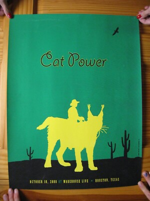 Cat Power Poster Concert Houston TX Cowboy on cat Desert Cactus | eBay