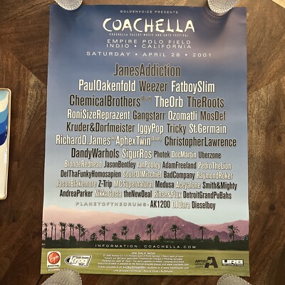 Coachella 2001 Official Line Up Poster Authentic Festival Merch Janes ...