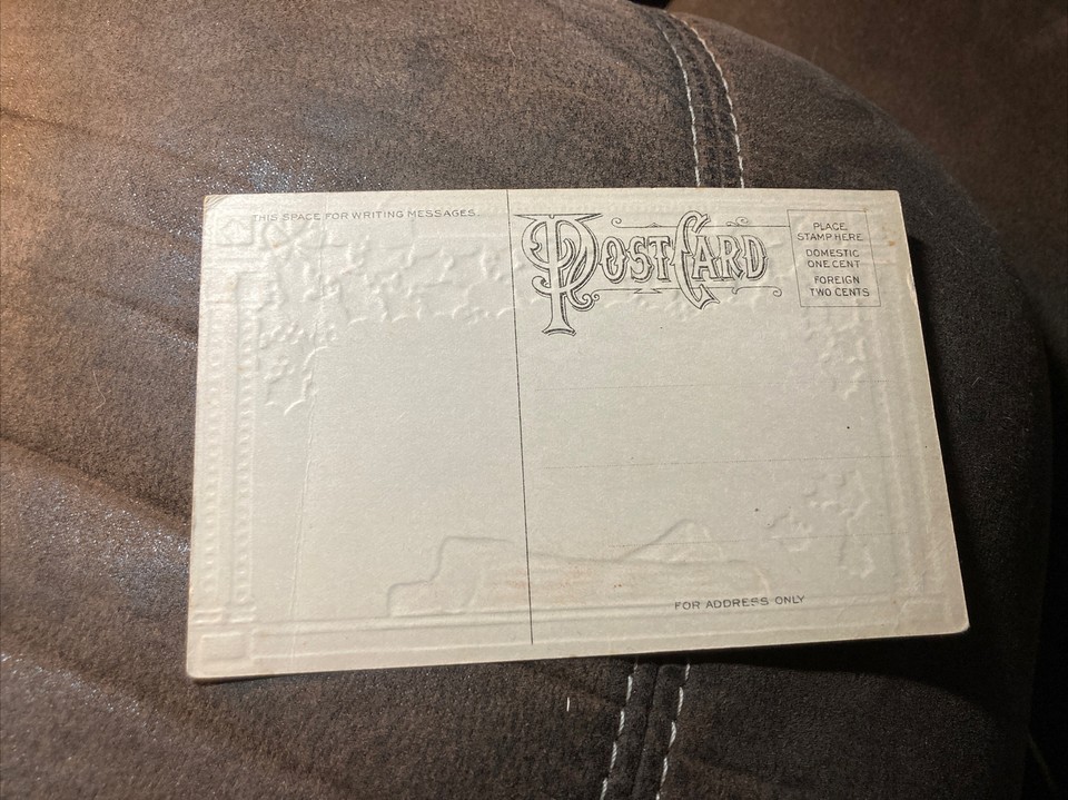 Postcard~Christmas Joys~Fireplace~holly~Poem by H.M. Burnside~Embossed~c1910 | eBay