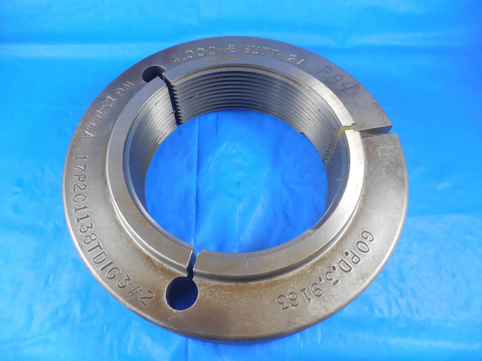 4" 8 BUTTRESS 2A BEFORE PLATE THREAD RING GAGE 4.00 GO ONLY P.D. = 3. ...