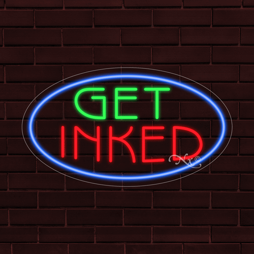 NEW "GET INKED" w/BORDER OVAL 28x16 INCH LED FLEX WINDOW/WALL INDOOR ...