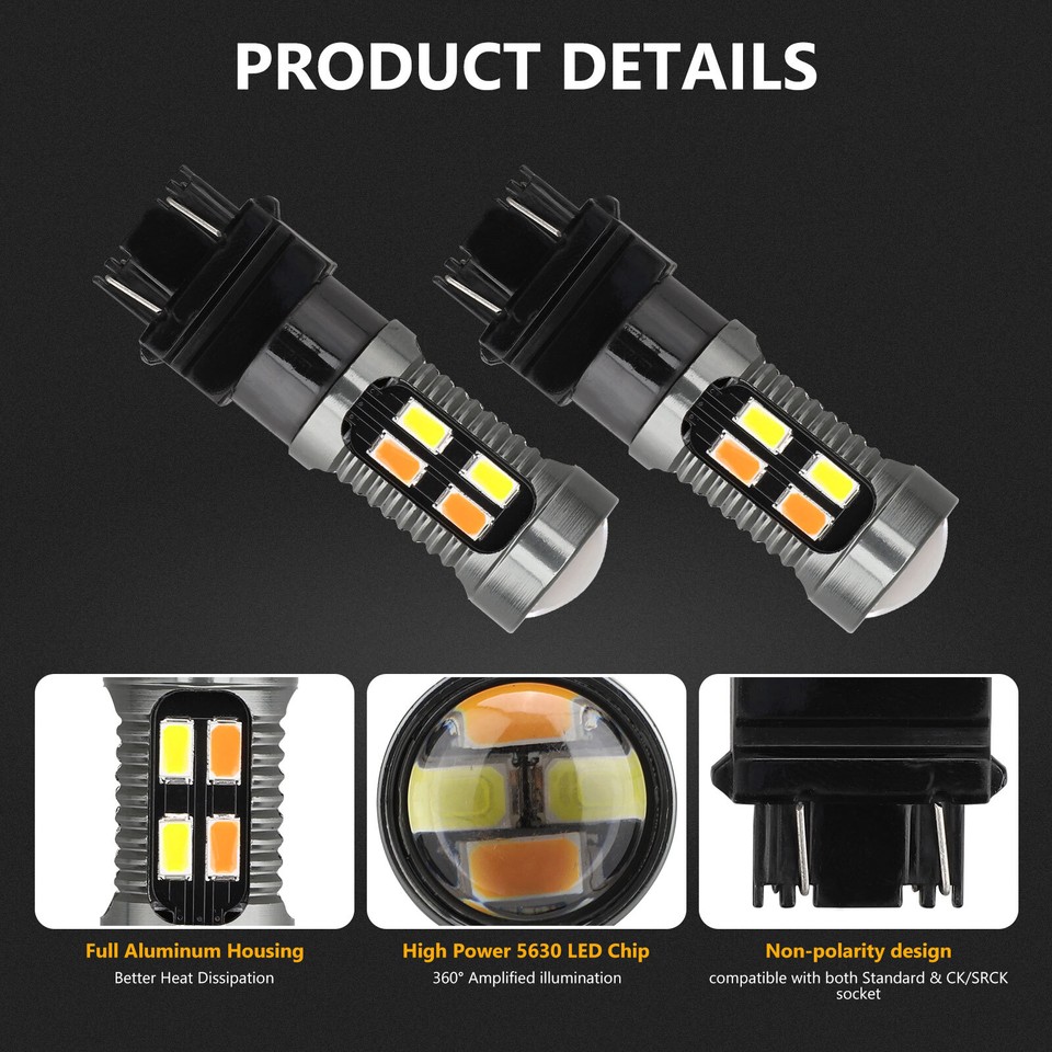 4X 3157 3156 LED DRL Switchback Turn Signal Light Bulbs 4157na 3457a ...