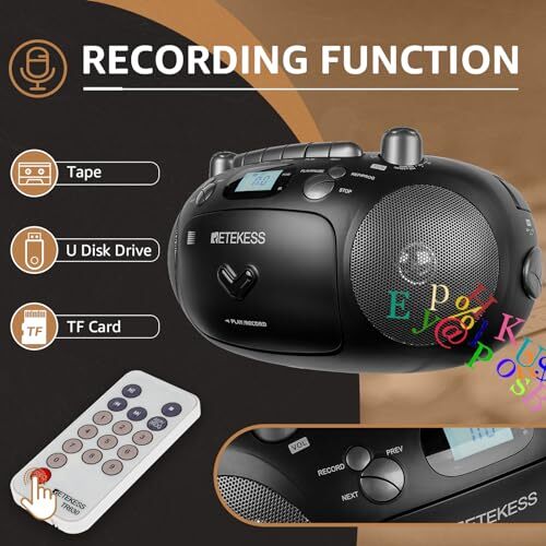 TR630 CD and Cassette Player Combo, Portable Boombox AM FM Radio, Bass ...