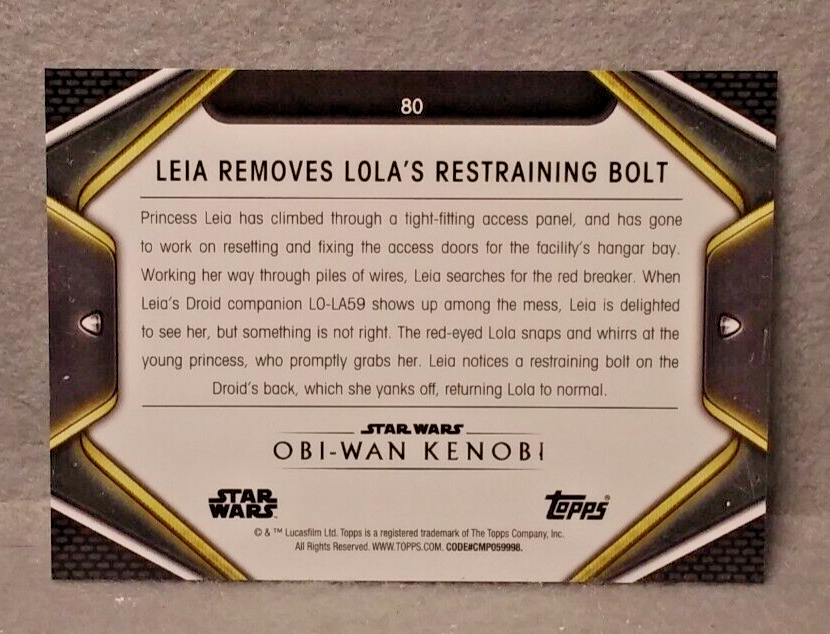 LEIA REMOVES LOLA'S RESTRAINING BOLT #80 - 2023 TOPPS STAR WARS OBI-WAN ...
