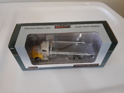 1/64 Custom Pete 385 White Yellow Flames White Bed Rollback Tow Truck ...