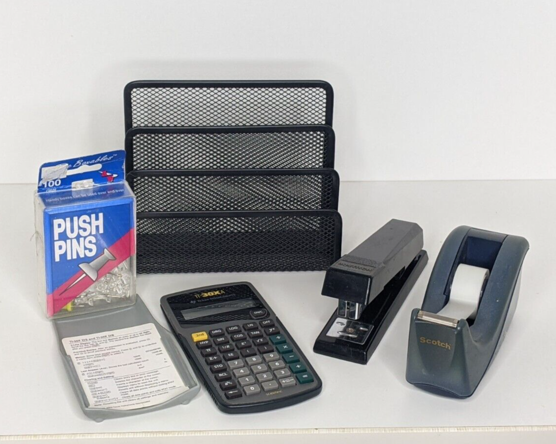 Office Supplies Desk Accessory Lot Stapler Tape Dispenser Pins ...