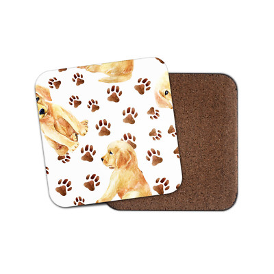 Labrador Puppy Cork Backed Drinks Coaster - Dog Golden Retriever Fun ...
