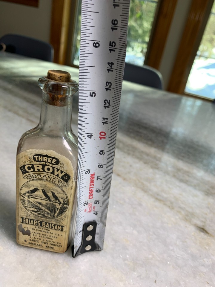 Antique Three 3 Crow Brand BALSAM Extract Bottle Atlantic ROCKLAND ...