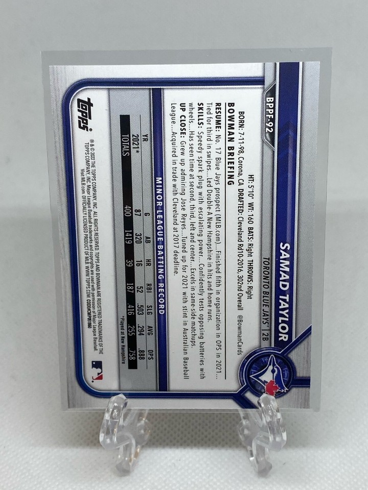 2022 Bowman 1st Edition Baseball Samad Taylor #BPPF-92 1st Bowman ...