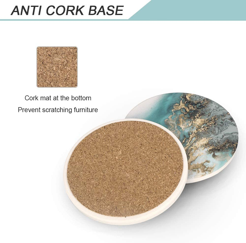 Marble Pattern Coasters - round Drinks Absorbent Stone Coaster Set with ...