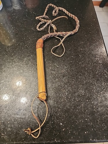 Vintage Leather Braided Horse Bull Whip Brown Handmade | eBay