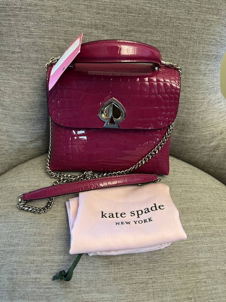 ️ kate spade Romy Small Berry Blitz Crocodile-Embossed Patent Leather ...