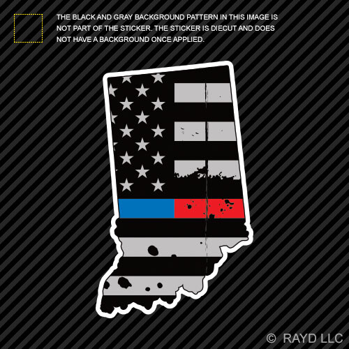 Distressed Thin Blue Red Line Indiana State Shaped Subdued US Flag ...