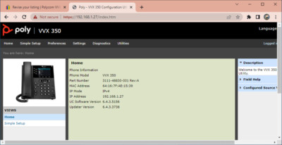 Polycom VVX 350 Wired Desktop IP Phone Color 6-Line | eBay