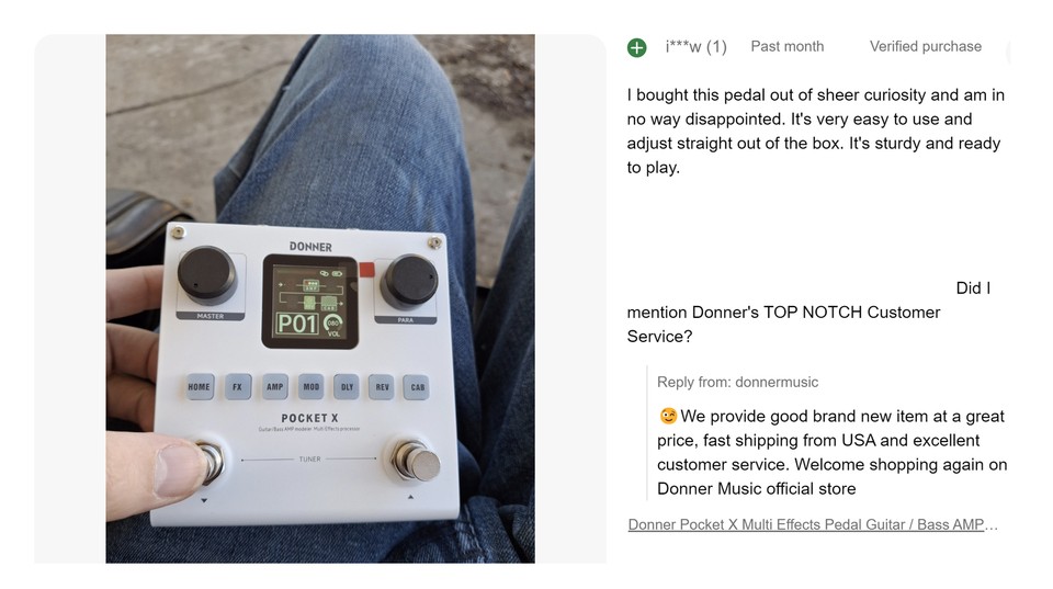 Donner Pocket X Multi Effects Pedal 62 Effects 20 IRs 3-band EQ Built ...