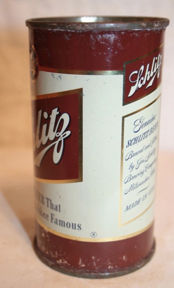Schlitz Flat Top Beer Can 1949 Empty 12 oz Milwaukee, WI USA "Famous ...