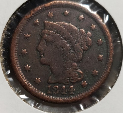 1844 Braided Hair Large Cent FULL LIBERTY!! BETTER DATE!! Early US COIN ...