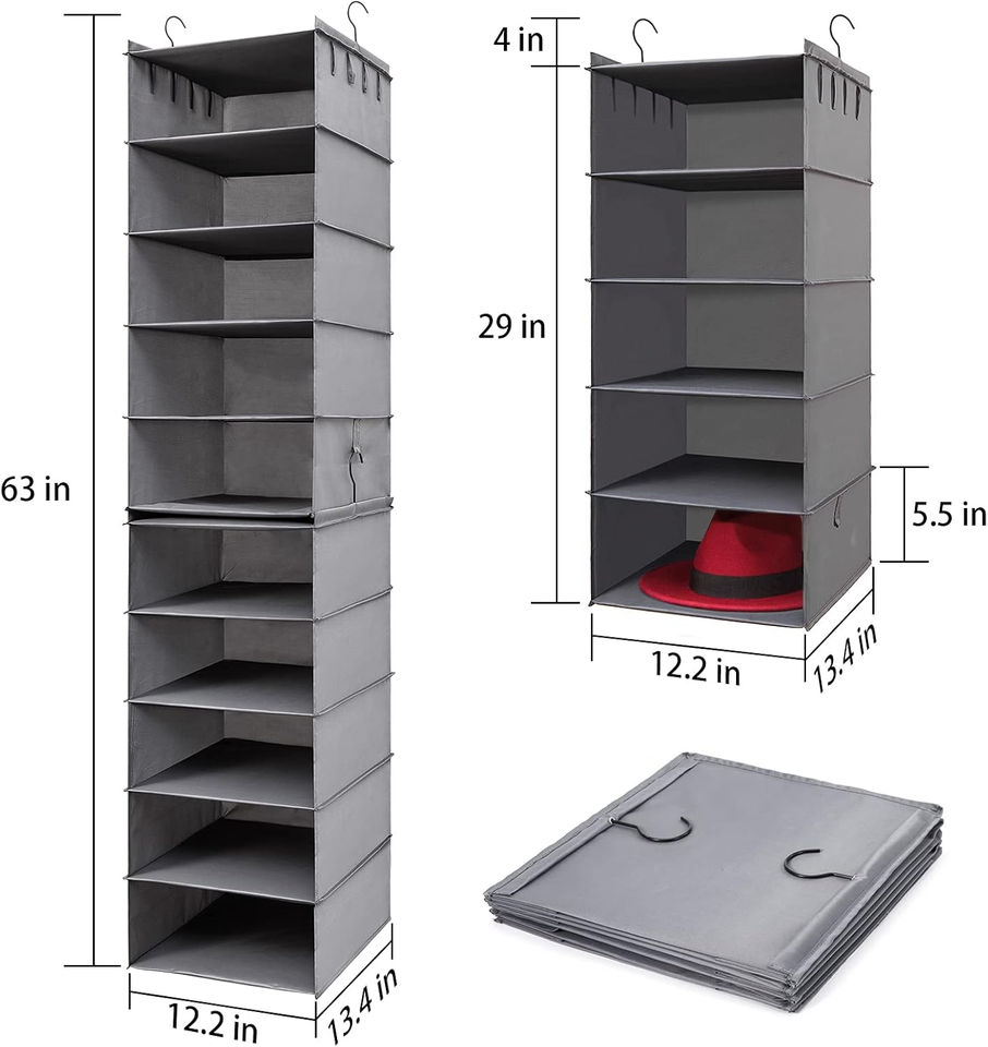 Fedora Hat Rack for Closet, 10-Shelf Hat Organizer for Sun Hat Panama ...